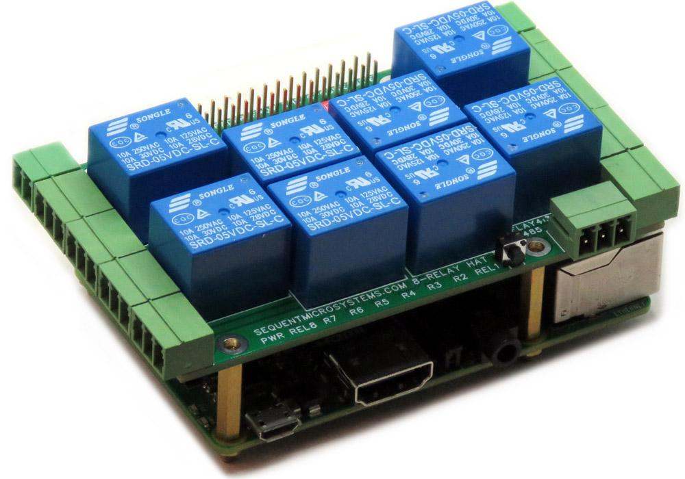 Eight Relays 4A/120V 8-Layer Stackable HAT for Raspberry Pi NO and NC ...